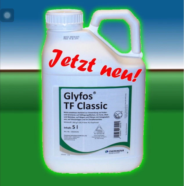5L UNKRAUTVERNICHTER GLYFOS Classic TF Glyphosat Roundup Zulassung Nr ...