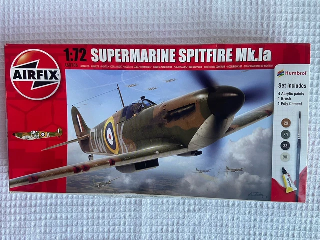 AIRFIX SUPERMARINE SPITFIRE Mk1a 1:72 scale kit with paints and glue £8.00 - PicClick UK
