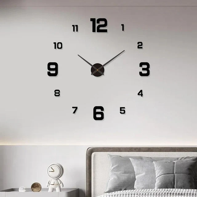 SIMPLE MODERN DESIGN Digital DIY Clock Silent Wall Clock Room Living ...
