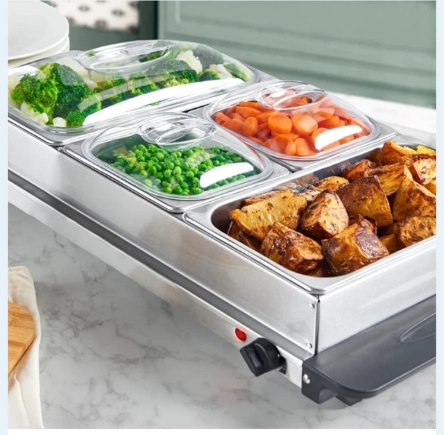 PIFCO 4 TRAY Electric Buffet Server Food Warmer Hot Plate Adjustable ...
