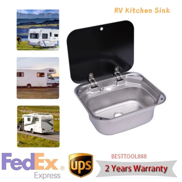 RV CAMPER CARAVAN Sink Stainless Steel Trailer Hand Wash Basin With ...