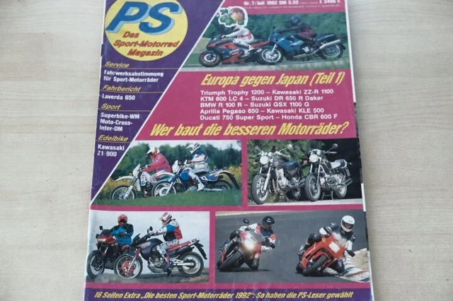 4) PS SPORT Motorrad 07/1992 - Honda CBR 600 F mit 100 - Aprilia Pegaso ...