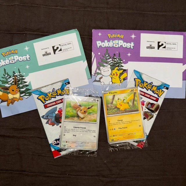 POKÉMON TOGETHER EEVEE & Pikachu 151 Promo Cards + Envelopes Pokepost ...