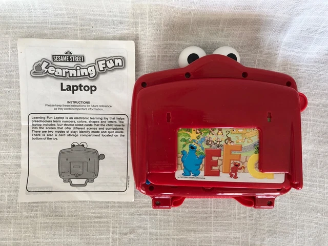 SESAME STREET ELMO Learning Fun Laptop With 4 Double Sided Cards Works ...