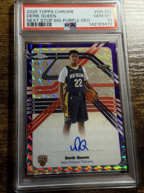 DERIK QUEEN 2025-26 Topps Chrome #NS-DQ RC Next Stop Purple Geo Auto ...