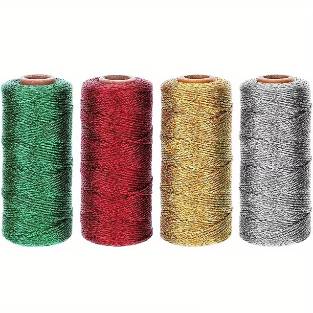 4 X !00 m Rolls Christmas Twine Gift Wrap, String Metallic Effect 1mm ...