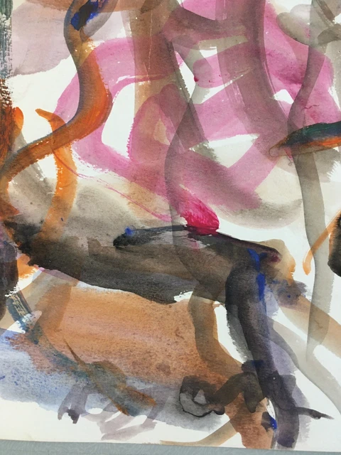 PAINT GOUACHE DRAWING Aurel Cojan Abstract Expressionism Signed 1990 ...