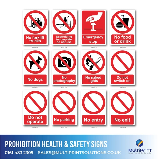 SAFETY SIGNS - Health & Safety Signage - Prohibition Signage A5 / A4 ...