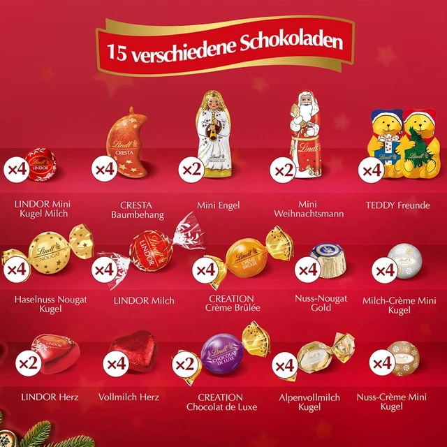 LINDT SCHOKOLADE | Pärchen Adventskalender 2025 | 505G | EUR 74,95 - PicClick DE