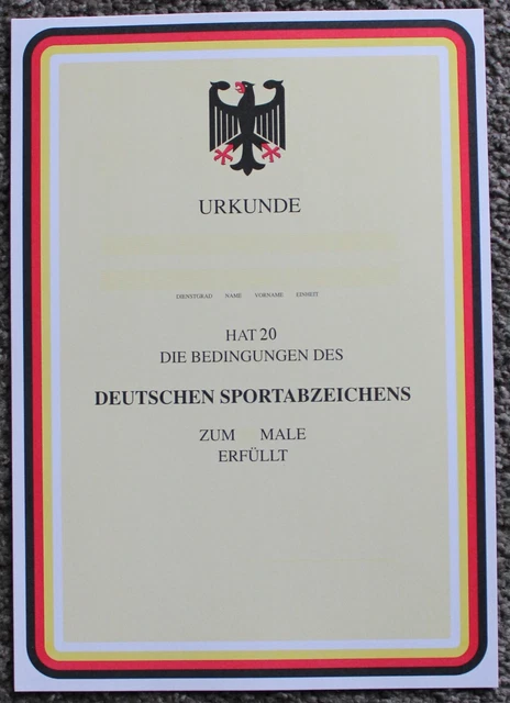 ORIGINAL BUNDESWEHR BLANK certificate German sports badge £7.18 ...