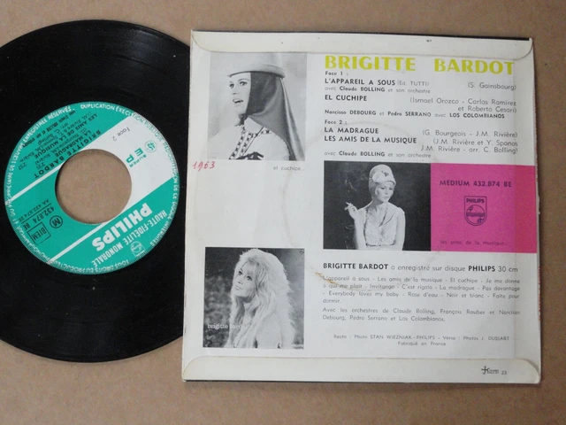DISQUE 45 TOURS De Brigitte Bardot " L'appareil A Sous / La Madrague ...