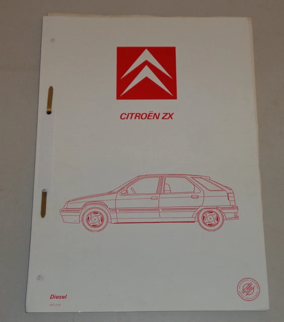 MANUEL D'ATELIER CITROEN Zx Moteur Diesel A9A/ D9B/ Djz Support 12/1991 ...