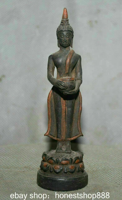 11CM OLD THAILAND Painting Bronze Stand Shakyamuni Amitabha Buddha Statue EUR 72,00 - PicClick FR
