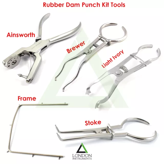 RESTORATIVE DENTAL RUBBER Dam Punch Clamp Forceps Stoke Endodontic Kit ...