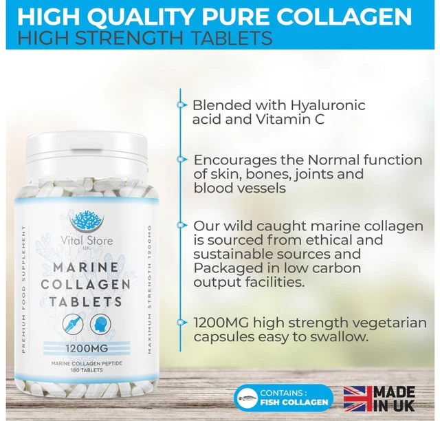 COLLAGEN MARINE HIGH Strength Type 1 200mg, 180 Capsules Skin Joints ...