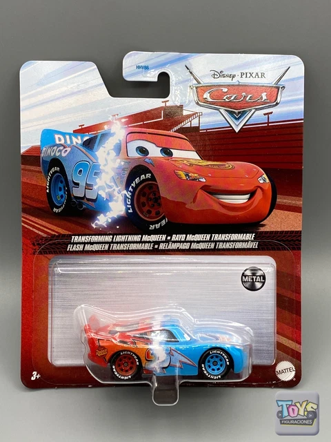 DISNEY PIXAR CARS Transforming Lightning McQueen Metal Series Red Card ...