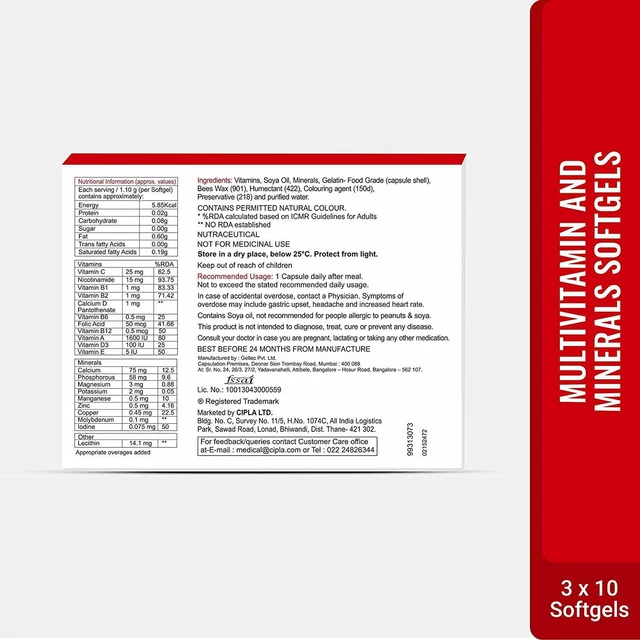 5 X CIPLA Maxirich Daily Multivitamin Capsules with Essential 30 ...