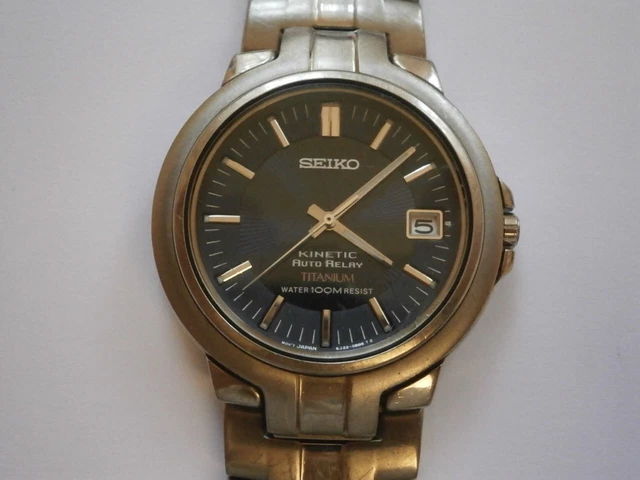 VINTAGE GENTS WRISTWATCH SEIKO KINETIC TITANIUM watch spares or repair ...