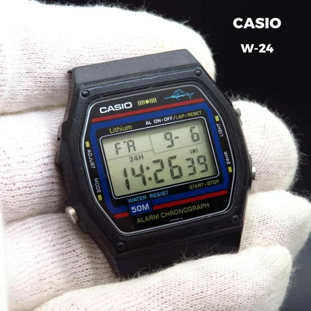 CASIO DIGITAL WATCH W-24 Alarm Chronograph Marlin Vintage Black £212.98 ...