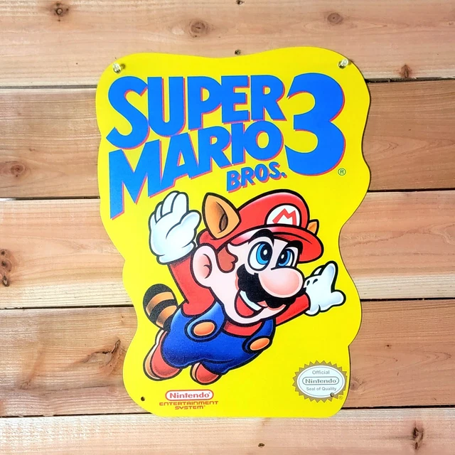 NES NINTENDO SUPER MARIO 3 Wall Decor Display Metal Sign Flying Mario ...