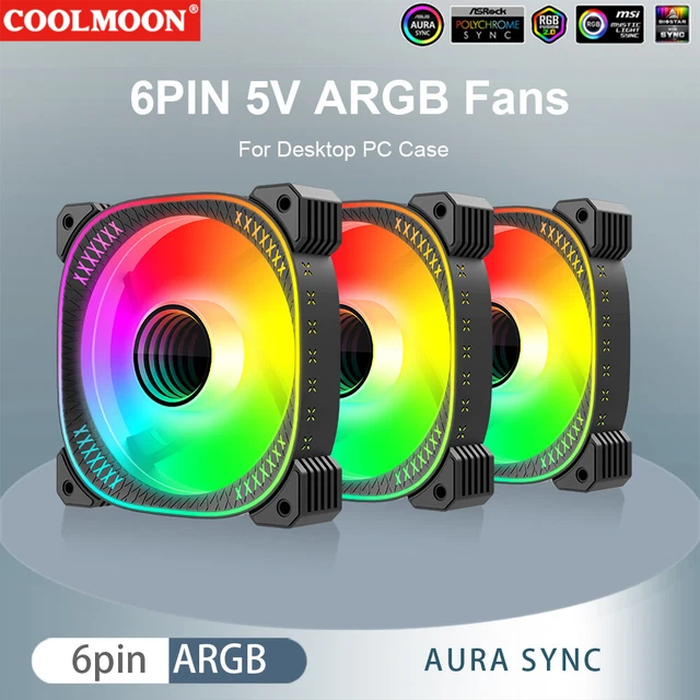 ARGB CASE COOLER Fan 6PIN 5V ARGB Fans Mute Ventilador for Desktop PC ...