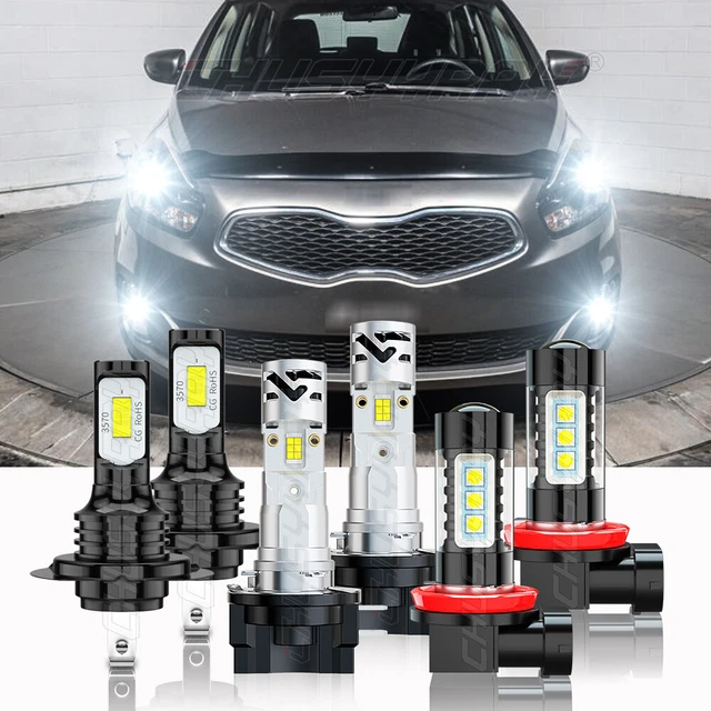 FOR KIA RONDO 2014-2017 H7+H11B LED Headlight High/Low Beam +H11 Fog ...