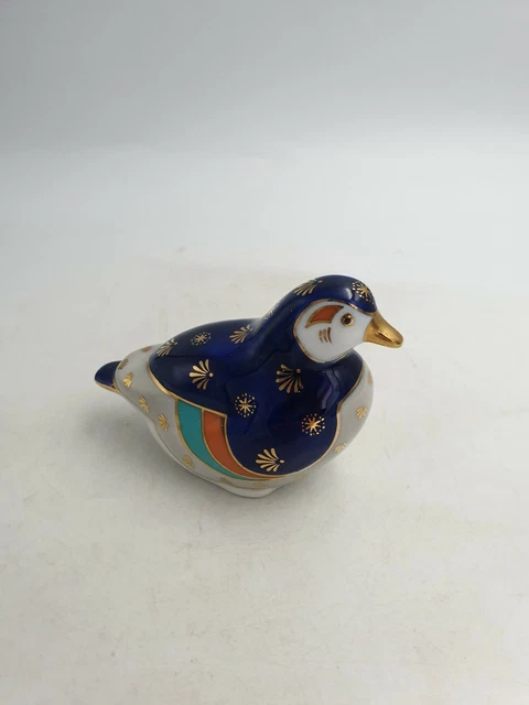 BELLWOOD ARTISTIC STUDIO Linchmere Imari Duck Bird Figurine Cobalt Blue ...