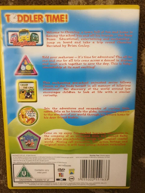 TODDLER TIME DVD Busy Buses / Connie The Cow / Letters From Felix / 3 ...