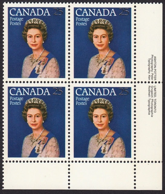 ROYALTY * QUEEN ELIZABETH II = Canada 1977 #704 MNH LR PLATE Block of 4 ...