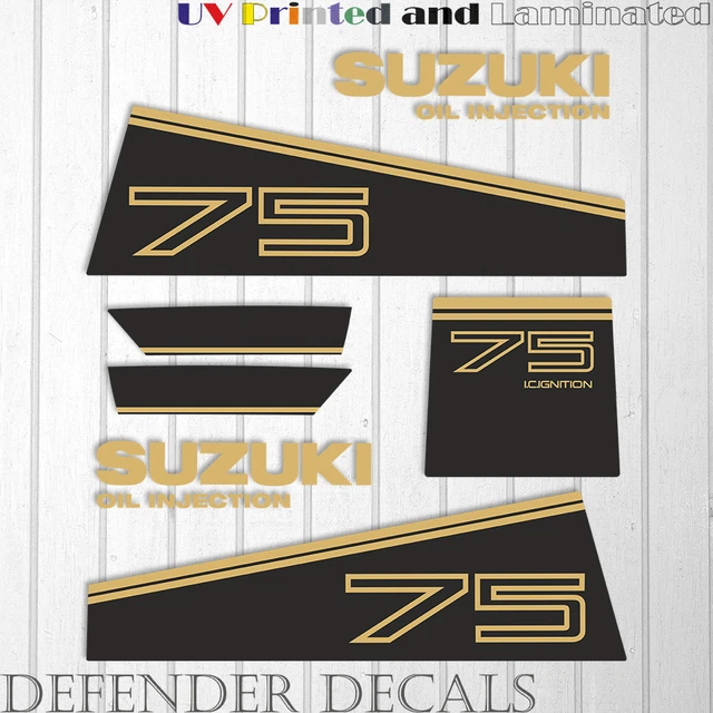 SUZUKI 75 HP DT75 outboard engine Gold decal sticker set kit ...