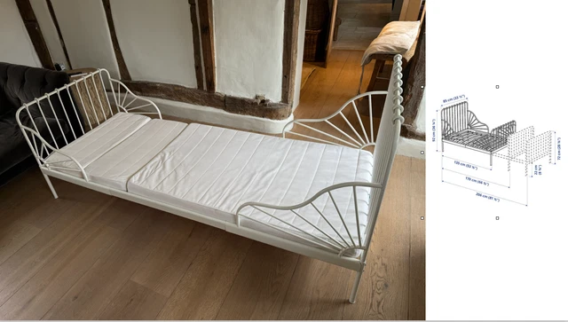 IKEA KIDS SINGLE bed - Minnen Extendable White metal frame good ...