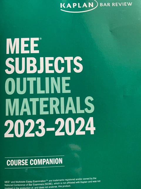2023 2024 KAPLAN Bar Exam Review Multistate Essay MEE SUBJECTS Outline+ ...