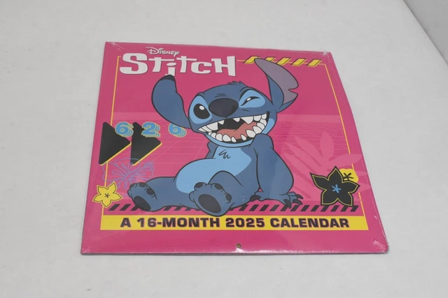 DISNEY STITCH 16 Month Calendar Wall Mount 2025 Double Time 12" x 12 ...