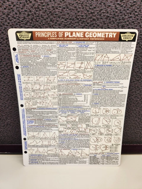 QUICK CHART: PRINCIPLES Of Plane Geometry Laminated Guide Instant ...
