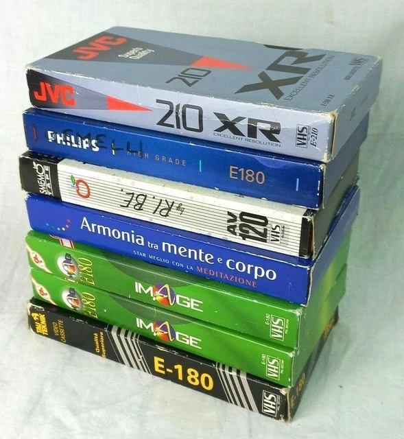 7 VIDEOCASSETTE VHS JVC 210 - PHILIPS E-180 - SMEMO AV-120 - TAU ...