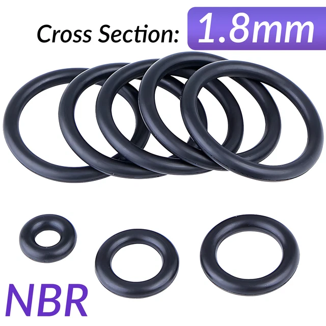 1.8MM CROSS SECTION O-Rings Nitrile (NBR) Rubber Metric Oring Seals 1mm ...