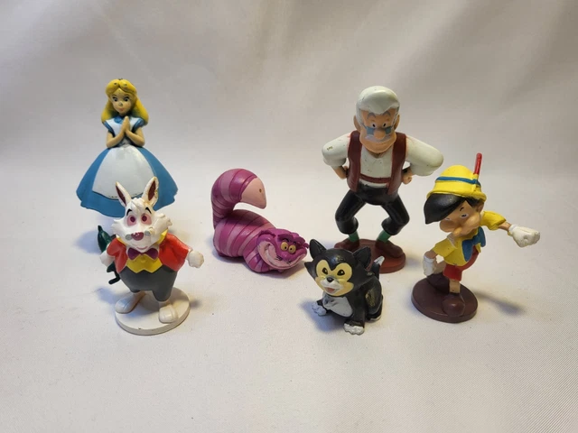 DISNEY PINOCCHIO & Alice In Wonderland Small Figure Bundle Geppetto ...