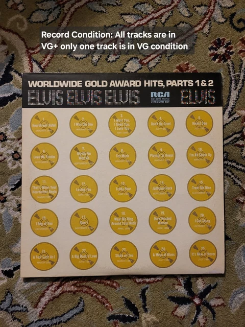 ELVIS PRESLEY WORLDWIDE Gold Award Greatest Hits Parts 1 & 2 Dbl Lp ...