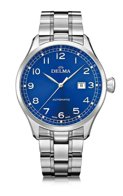 DELMA PIONEER AUTOMATIQUE Bleu Montre de Pilote, 45mm, Neuf et Scellé ...