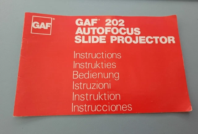 INSTRUCTIONS SLIDE PROJECTOR GAF 202 Autofocus original document £4.00 ...