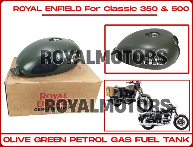ROYAL ENFIELD &OLIVE GREEN PETROL GAS FUEL TANK" For Classic 350 & 500 ...