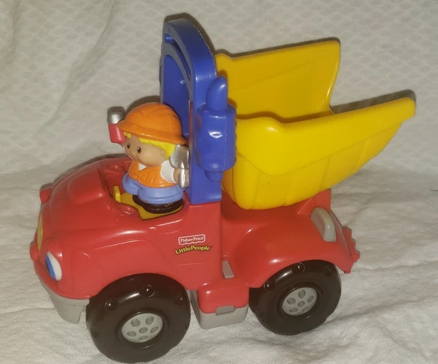 FISHER PRICE LITTLE people construction vehicle dump truck sounds red ...