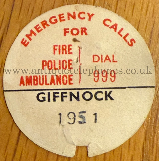 GENUINE GPO TELEPHONE dial label GIFNOCK 1951 BB £6.96 - PicClick UK
