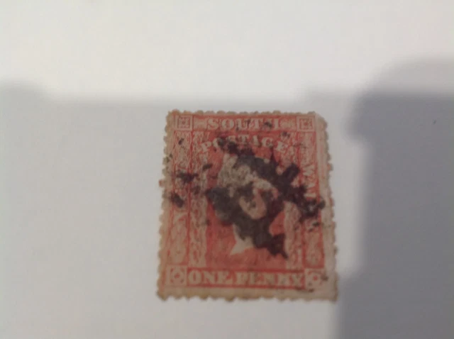 NSW 1D RED 1856 Diadem Issue Small, perf Seven Sea no 17 nick on side ...