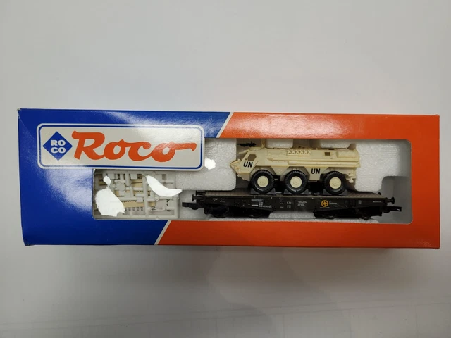 ROCO 46758 H0 Schwerlastwagen mit UN Fuchs der DB, gebraucht in OVP EUR 16,17 - PicClick DE