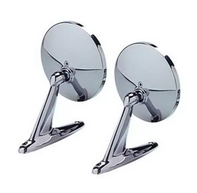 CHROME ROUND DOOR Mirrors Classic Musclecar Restomod Lowrider Pair Lh ...