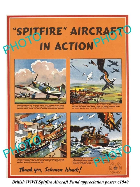 OLD LARGE MILITARY Poster British Raf Wwii Spitfire Aircraft Fund ...