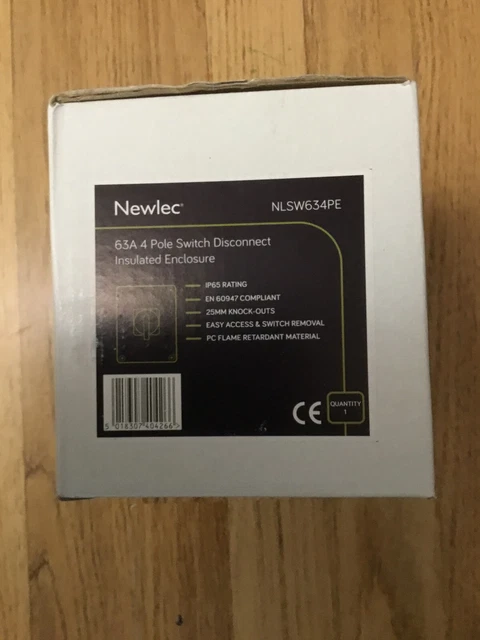 NEWLEC 63A 4 Pole Switch Disconnect Insulated Enclosure NLSW634PE IP65 ...