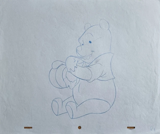 WALT DISNEY ANIMATION Art Cel Production Drawing Winnie the Pooh Bear ...