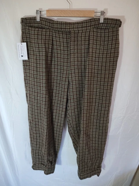 BREEKS PLUS FOURS Trousers Mens Brown Herringbone Tweed 38 W Shooting ...